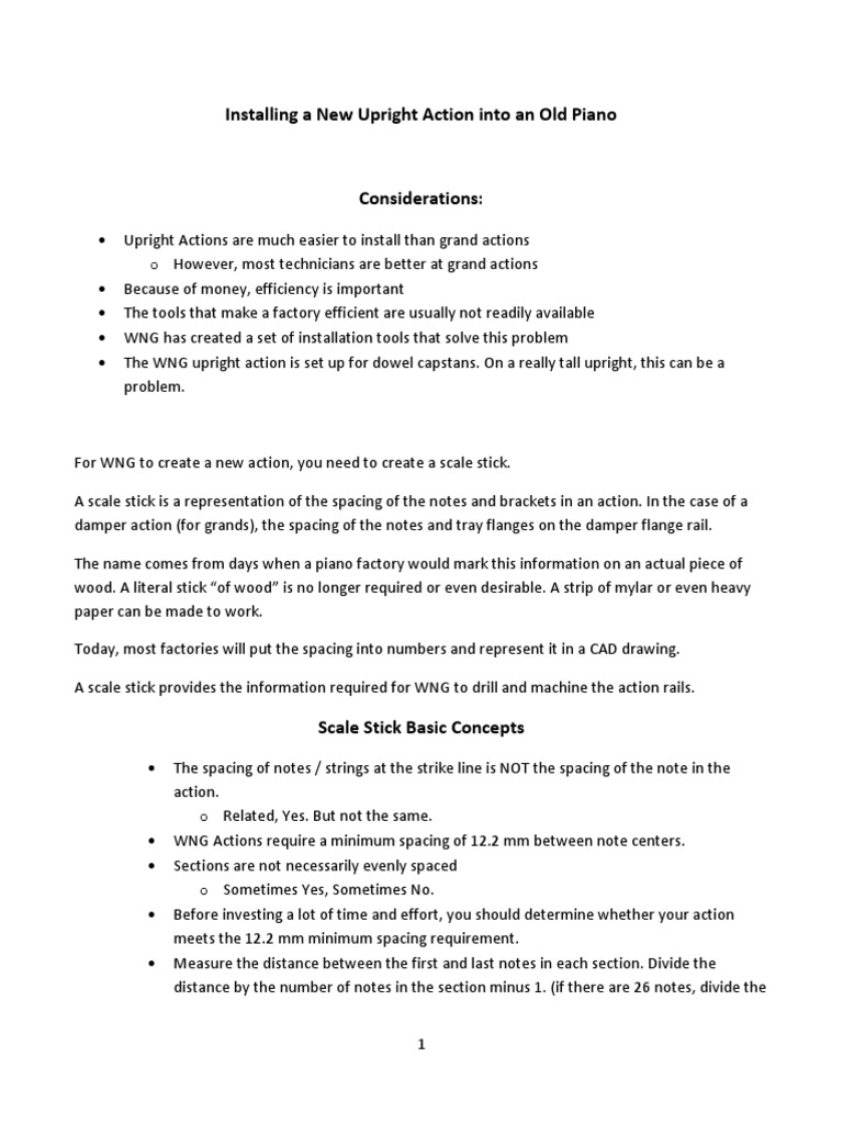 WNG Upright Action Procedure | PDF | Piano | Manufactured Goods