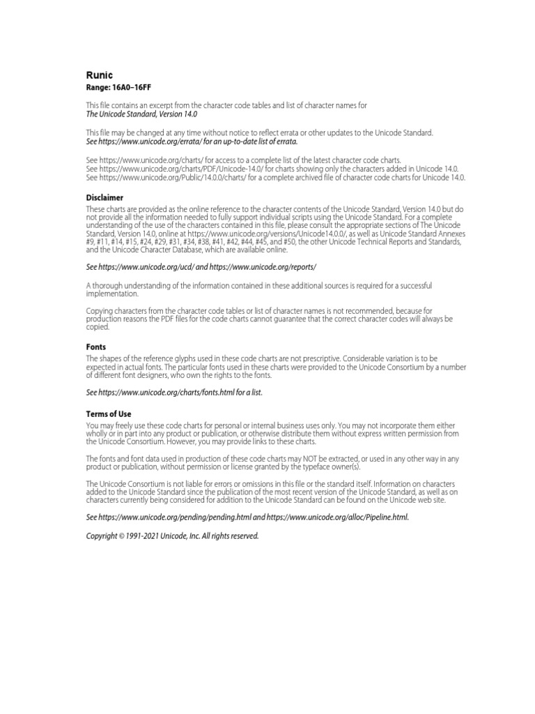Unicode Standard Runic | PDF | Runes | Graphic Design