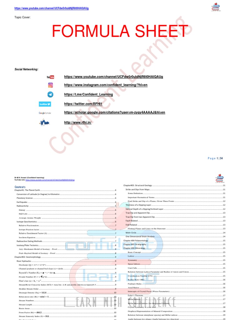 00 Formula Sheet | PDF | Isotope | Radioactive Decay