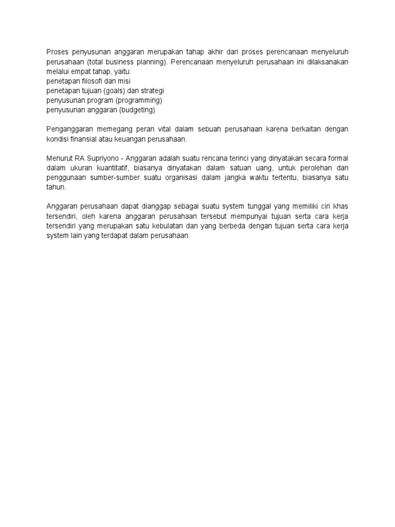 Proses Penyusunan Anggaran Merupakan Tahap Akhir Dari Proses ...