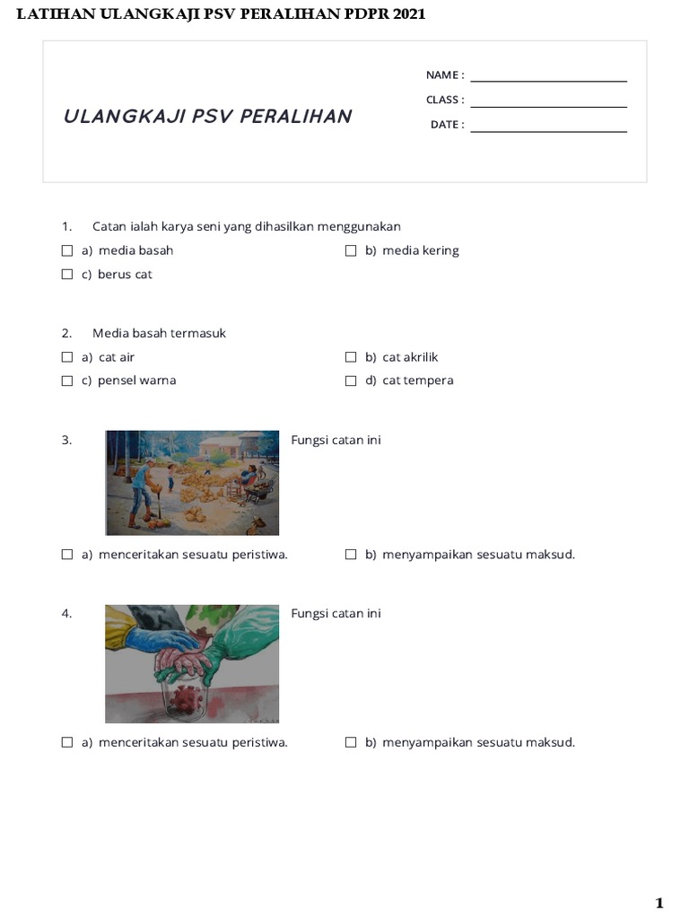 KUIZ PSV PERALIHAN 1 - Print - Quizizz | PDF