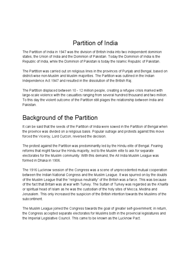 Partition of India | PDF | Partition Of India | British Raj