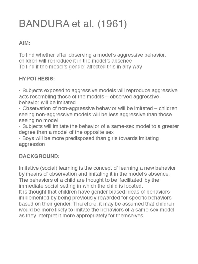 Bandura Et Al. 1961 | PDF | Aggression | Imitation