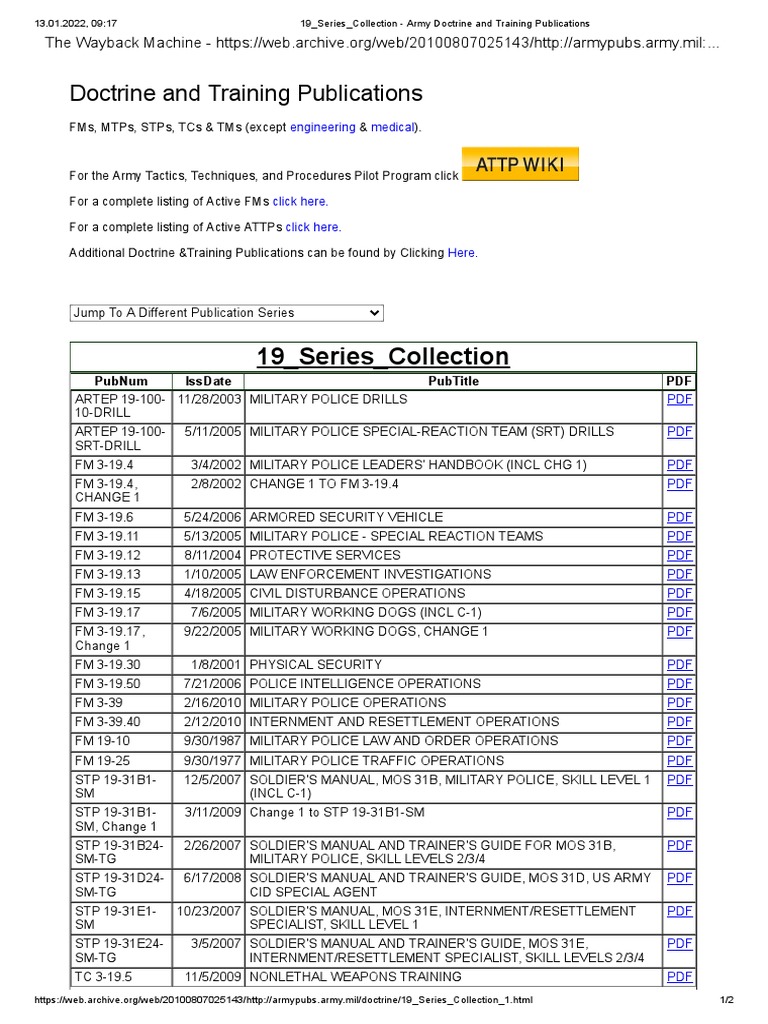19 - Series - Collection - Army Doctrine G and Training Publications ...