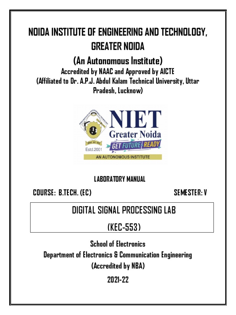 DSP Lab Manual for Digital Signal Processing | PDF | Discrete Fourier Transform | Computer ...