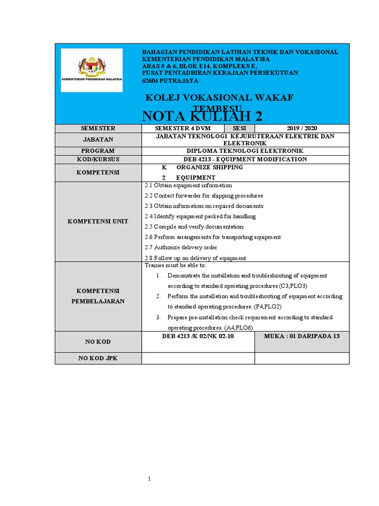 Nota Kuliah K2 | PDF