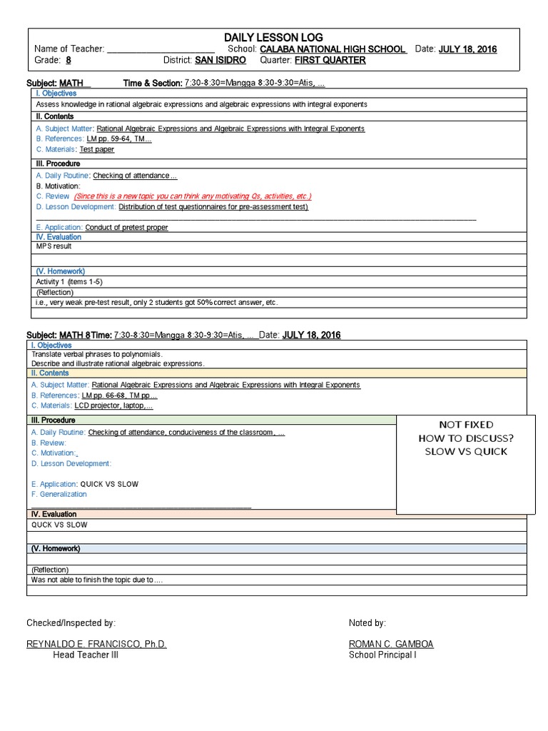 DLL in MATH 8 Sample1 | PDF | Pedagogy | Education Theory