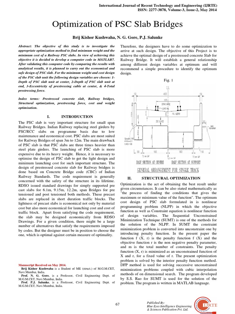 Optimization of PSC Slab Bridges: Brij Kishor Kushwaha, N. G. Gore, P.J ...
