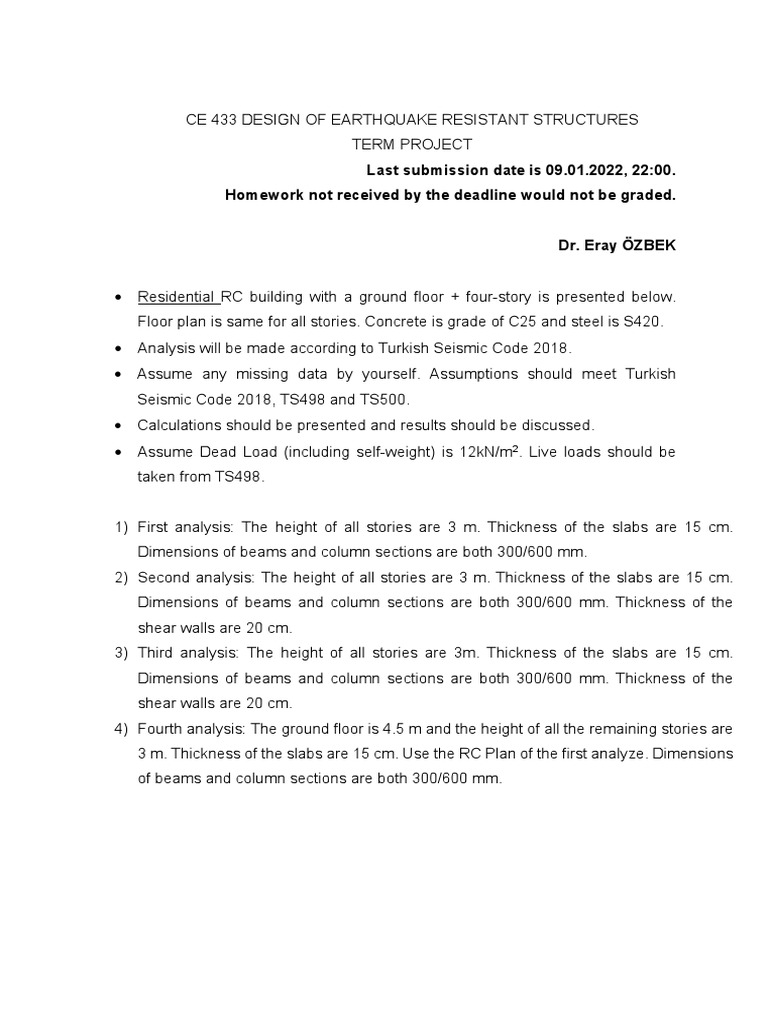 Earthquake Resistant Structure Design Project | PDF | Beam (Structure ...