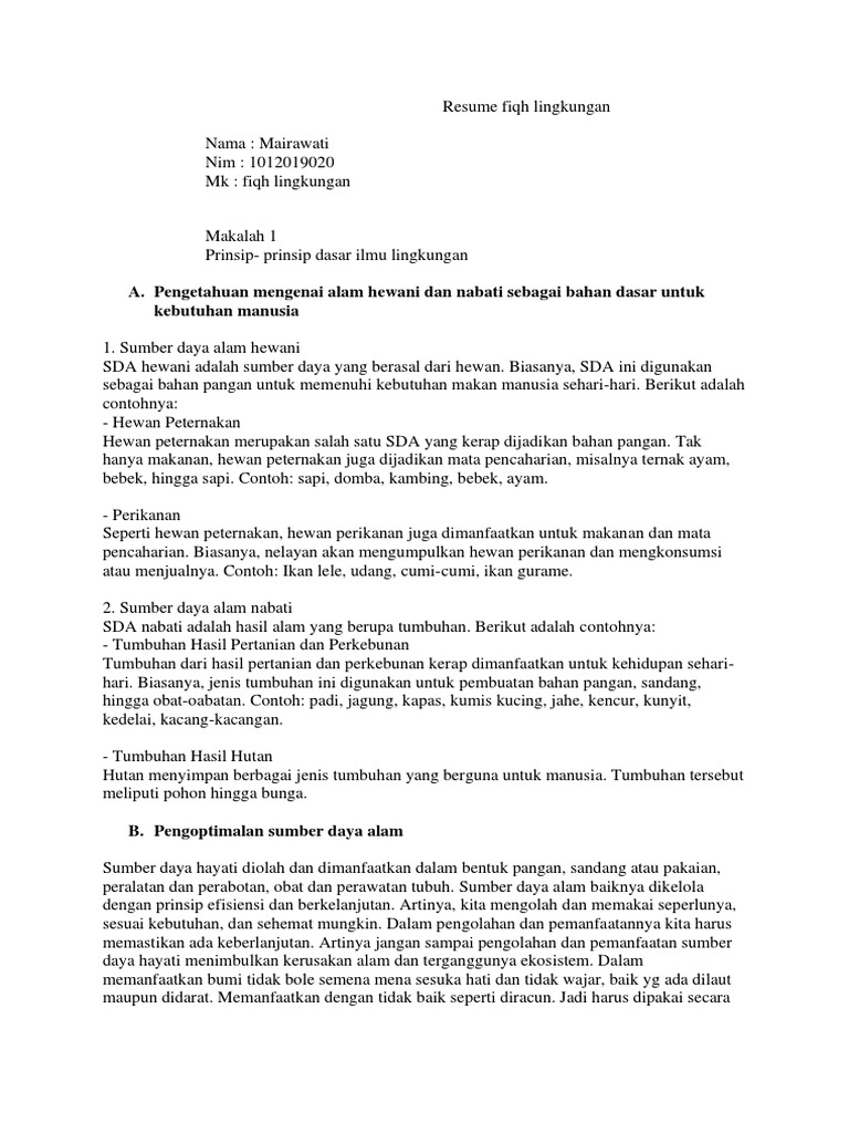 Resume Fiqh Lingkungan Maira | PDF