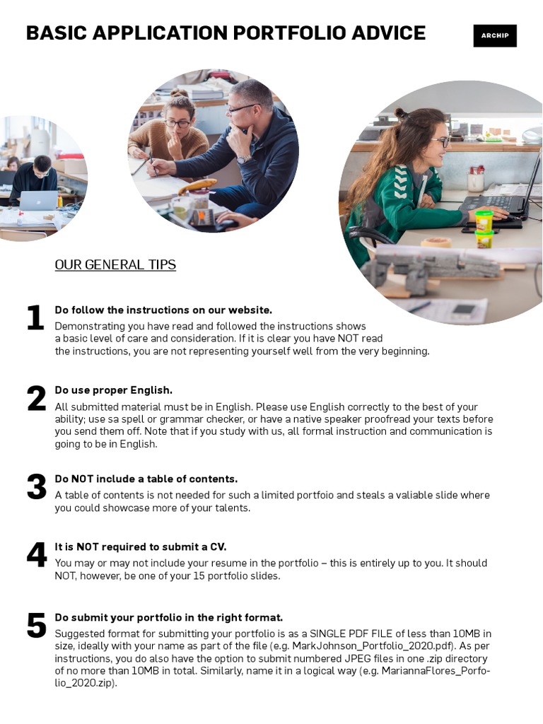 ARCHIP Portfolio Guide | PDF | Zip (File Format) | Communication