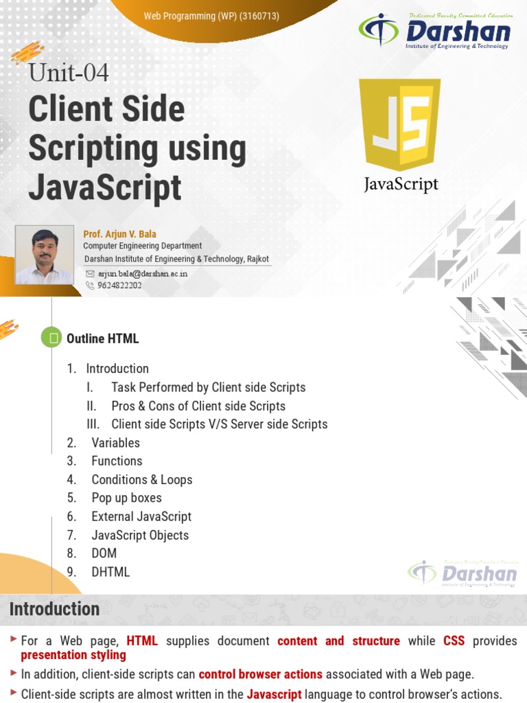 WP GTU Study Material Presentations Unit-4 06052021064836AM | PDF | Dynamic Web Page | Java Script