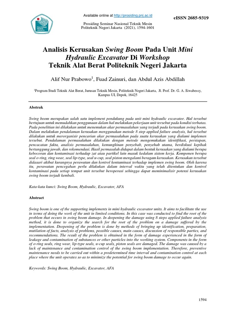 Analisis Kerusakan Swing Boom Pada Unit Mini Teknik Alat Berat ...