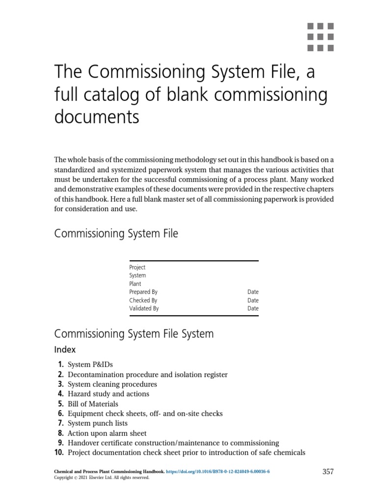 The Commissioning System File, A Full Catalog of Blank Commissioning ...