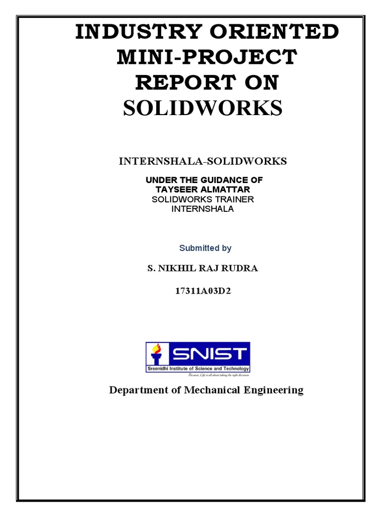 Industry Oriented Mini-Project Report On Solidworks | PDF | Computing ...