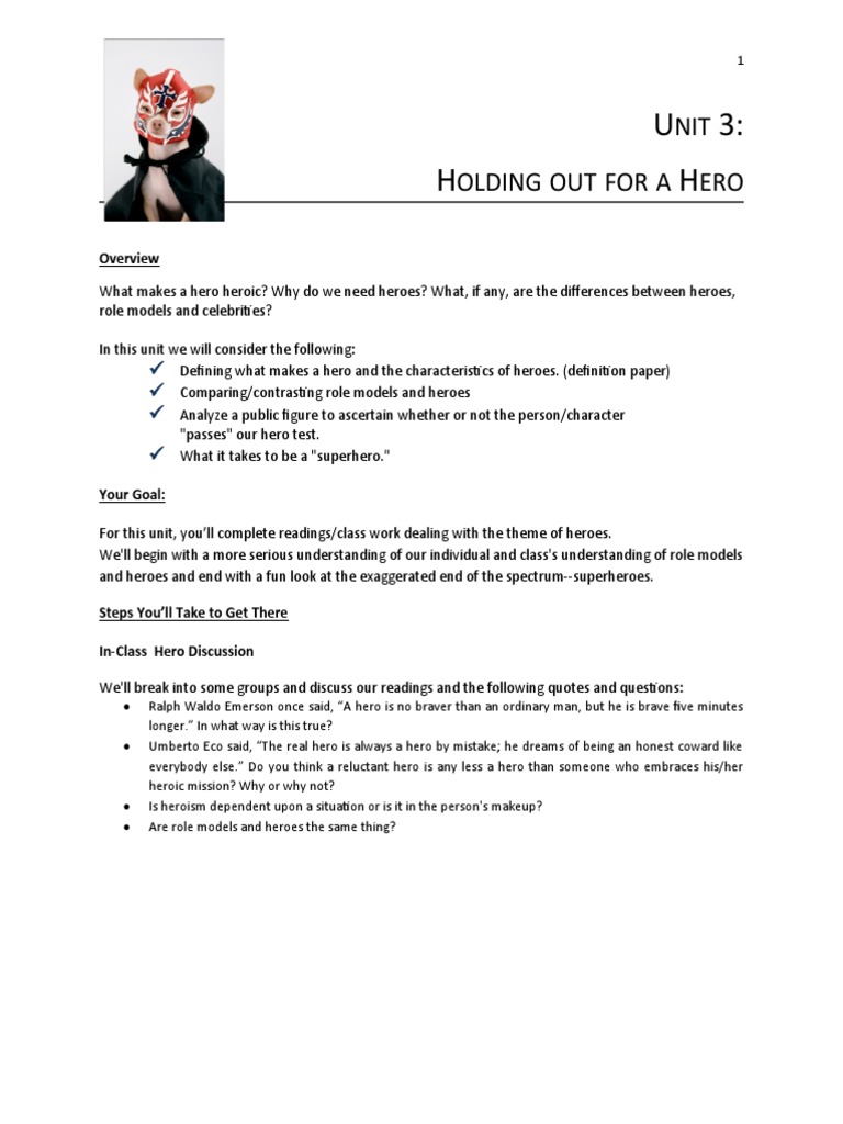 Heroes Unit Guidelines | PDF | Hero | Essays