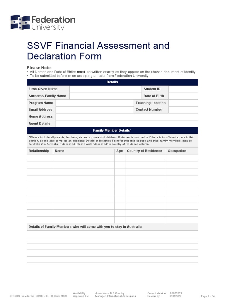 Financial Assessment and Declaration Form: A Comprehensive Guide to ...
