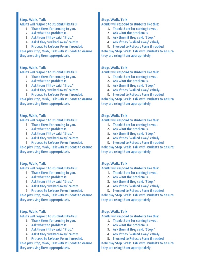 Stop Walk Talk Quiding Card | PDF