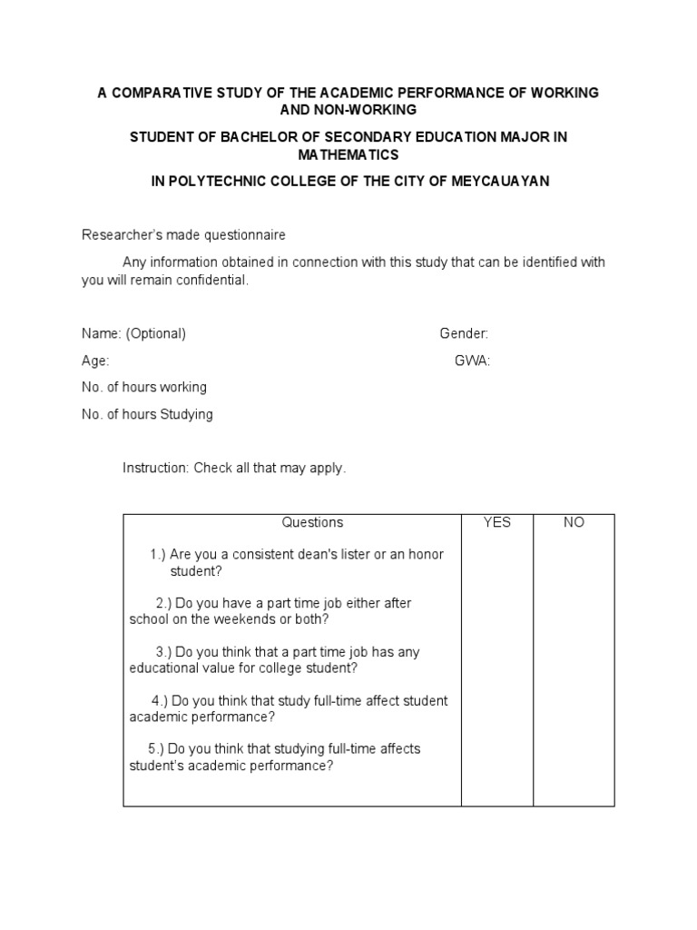 REsearch Questionnaire | PDF