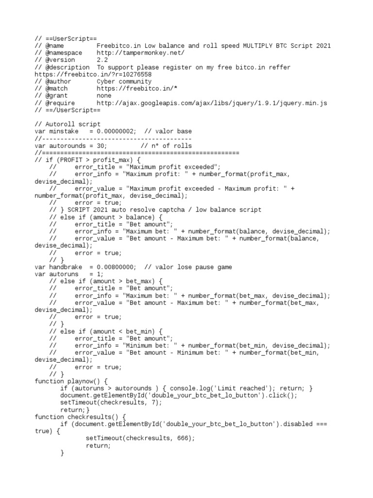 MULTIPLY BTC Script | PDF