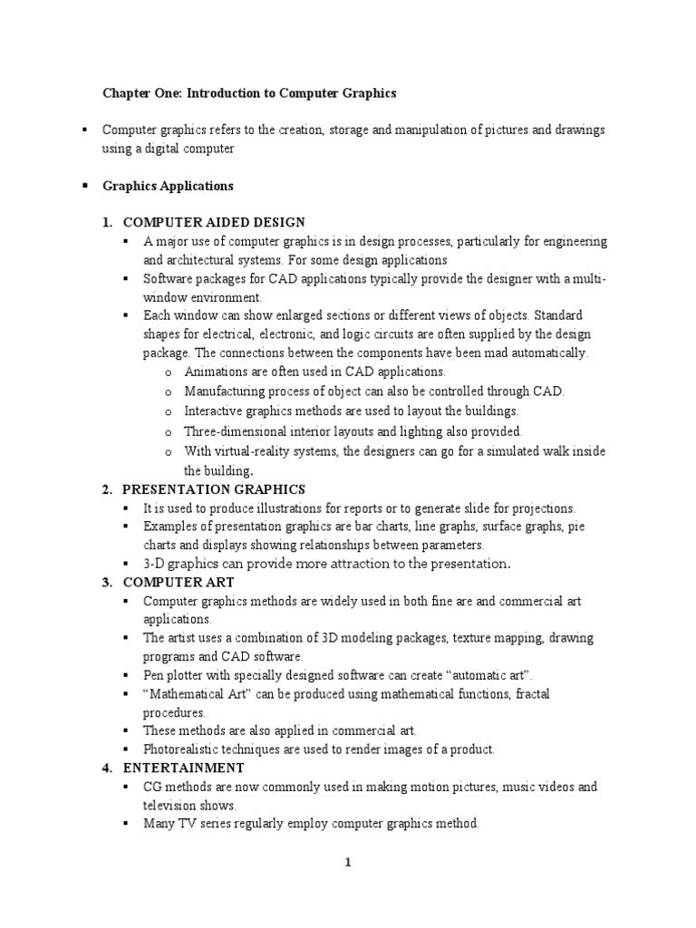 Chapter One: Introduction To Computer Graphics | PDF | Computer Monitor ...