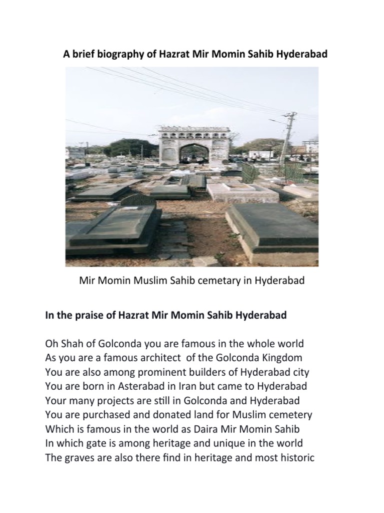 Biography of Hazrat Mir Momin Sahib | PDF | Religion & Spirituality