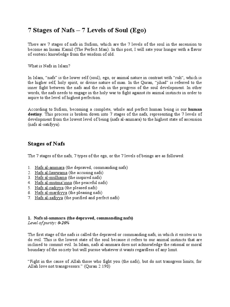 7 Stages of Nafs | PDF