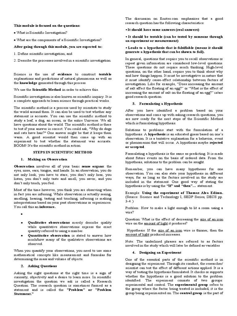 Understanding Scientific Investigation | PDF | Scientific Method ...