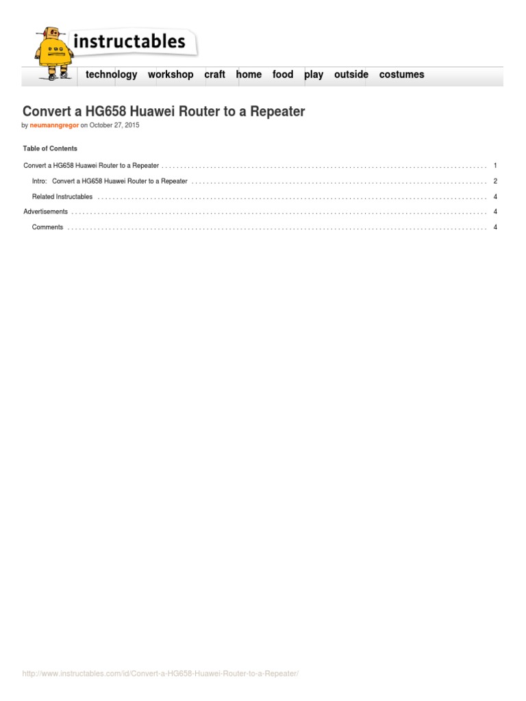 Convert A HG658 Huawei Router To A Repeater: Technology Workshop Craft ...