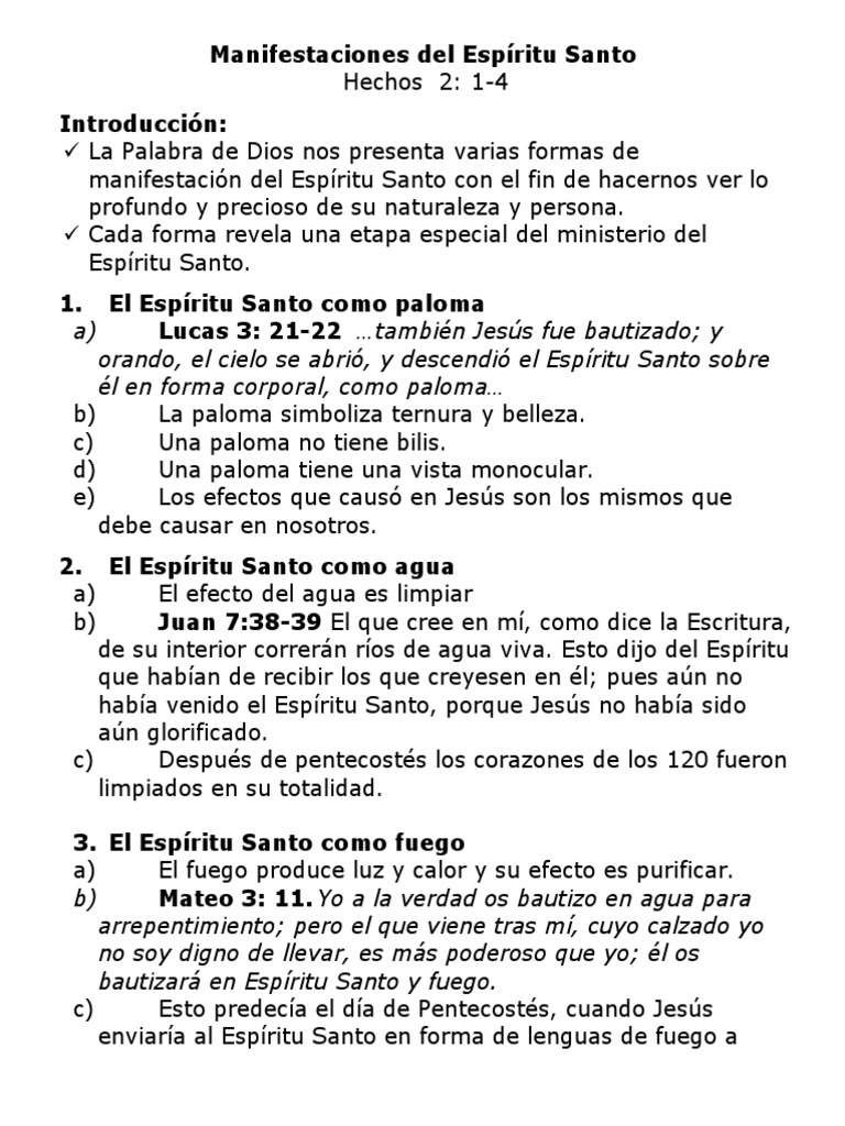 Manifestaciones Del Espíritu Santo | PDF