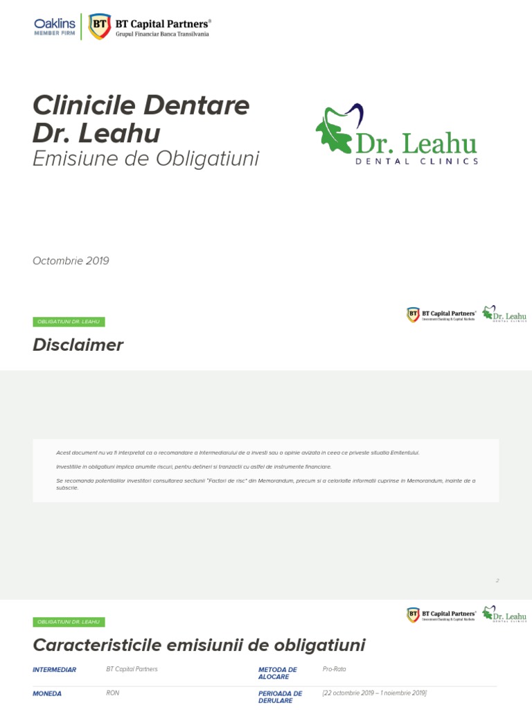 Termsheet - Obligatiuni Clinicile Dr. Leahu | PDF