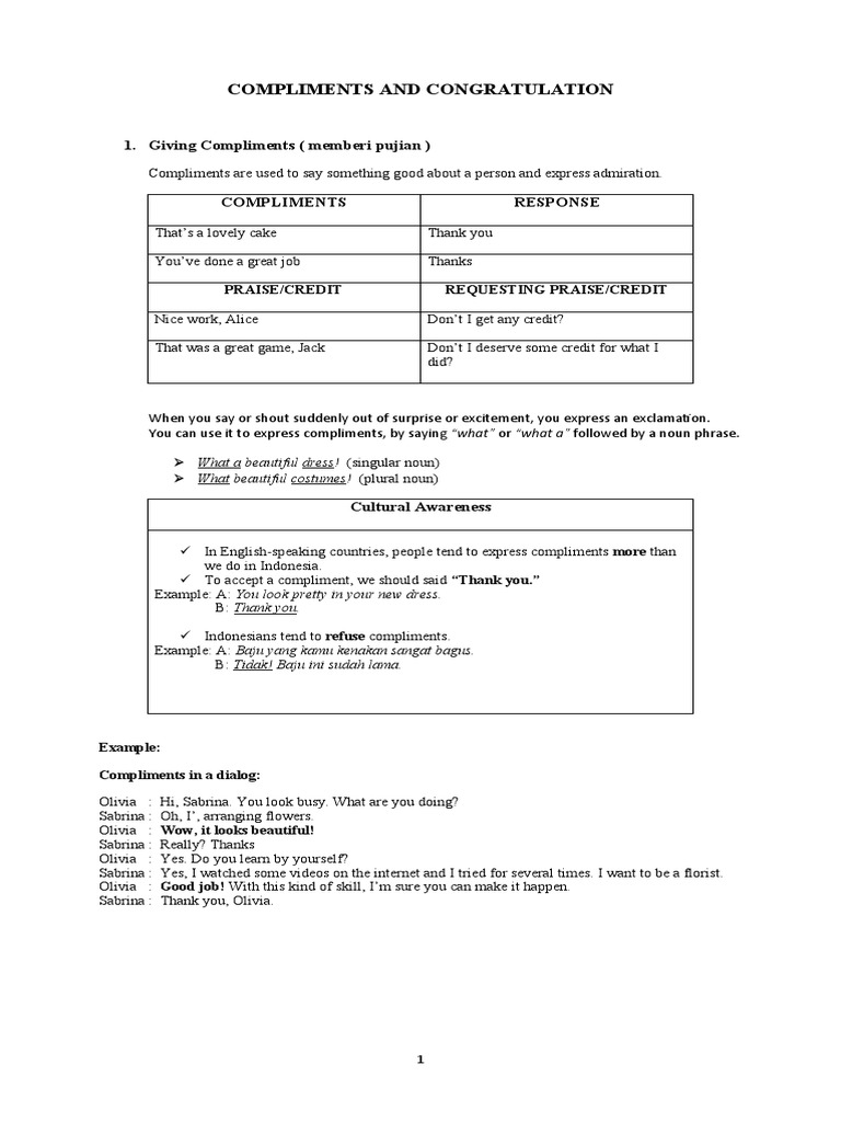 Compliments and Congratulation | PDF