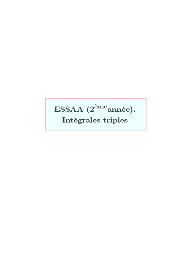Exercices (Intégrale Triple) (ESSAA) | PDF | Intégral | Sphère