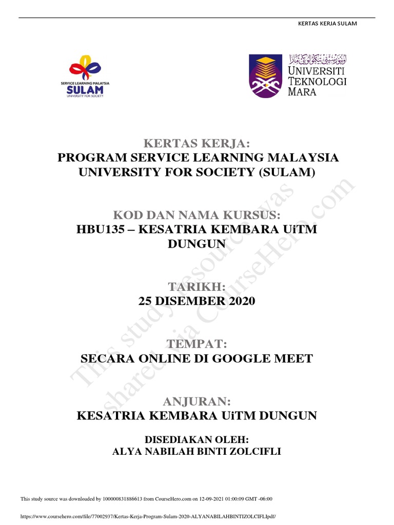 Program SULAM UiTM Dungun | PDF | Bisnis | Ilmu Sosial