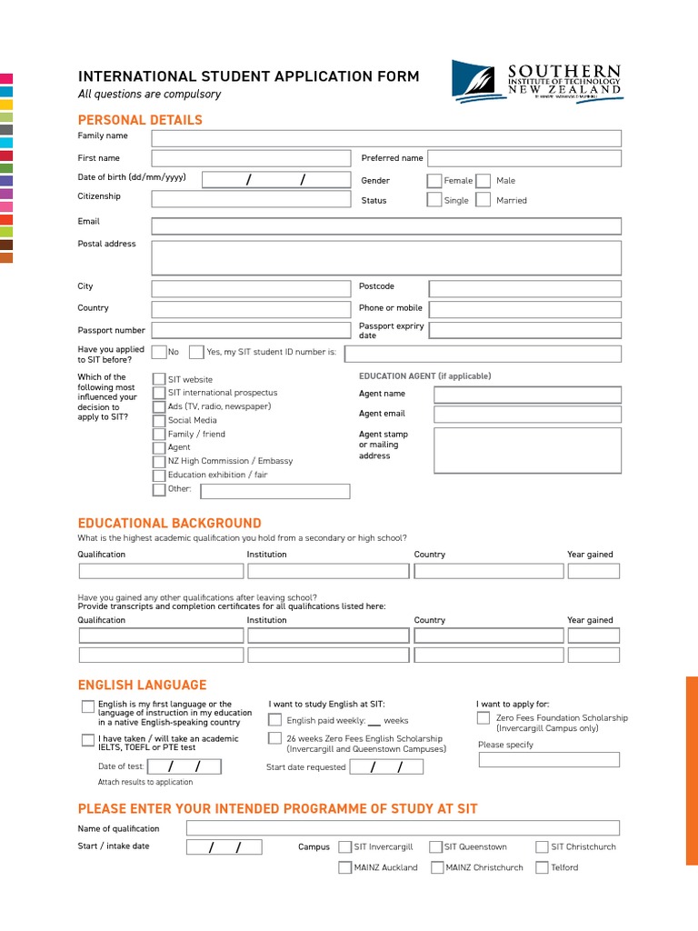 International Student Application Form | PDF | Insurance ...