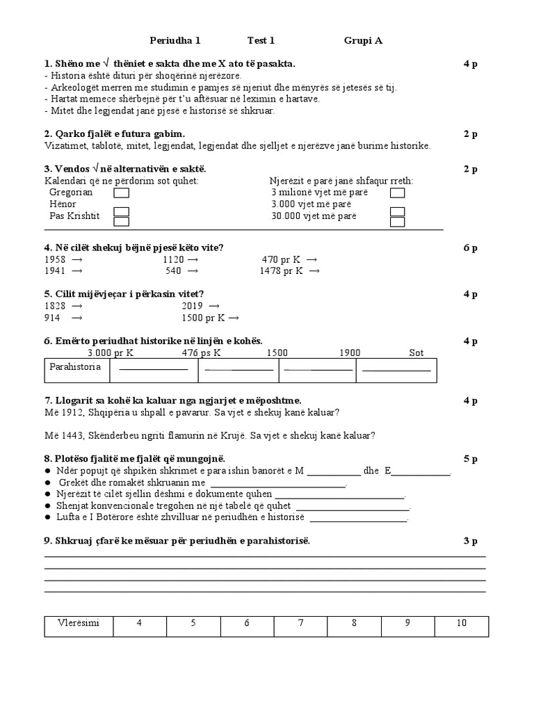 HISTORIA 5 Modele Testesh | PDF