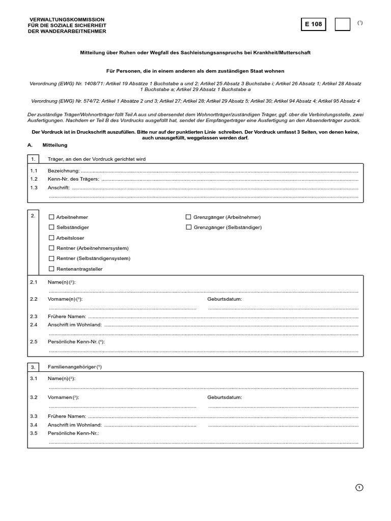 Formular E 108 | PDF