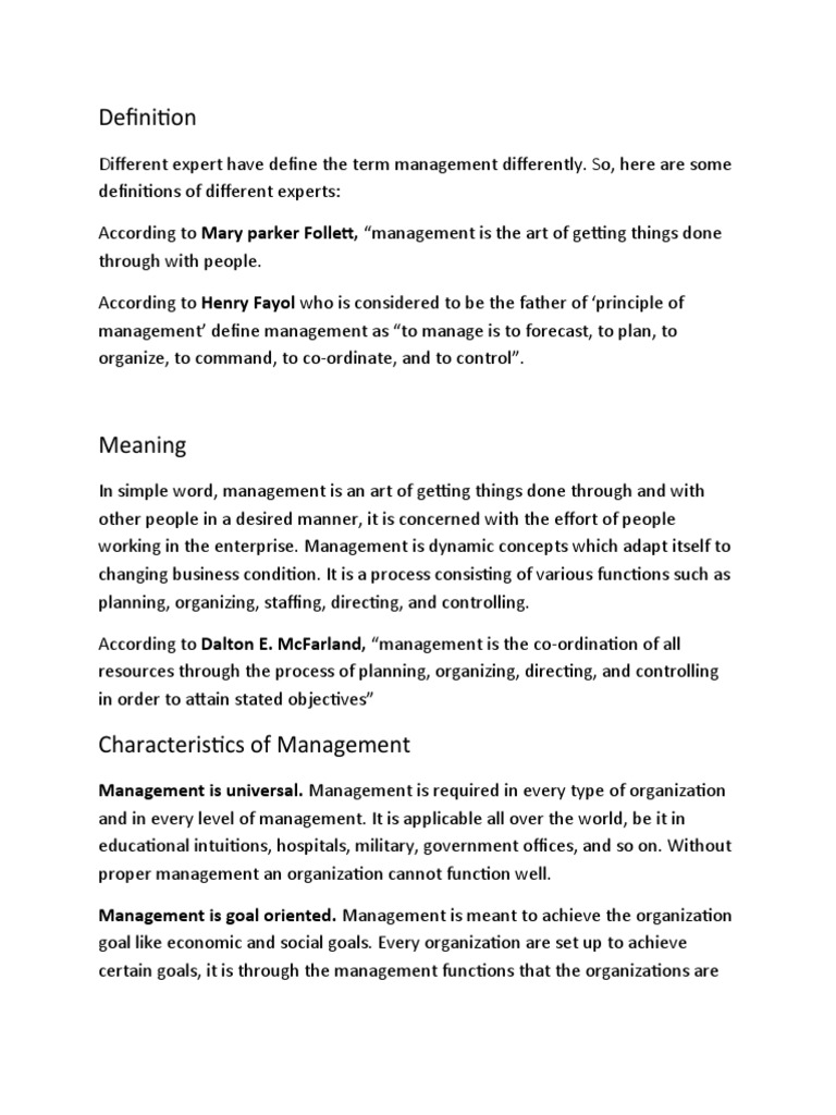 Characteristics of Management Explained | PDF | Goal | Cooperation