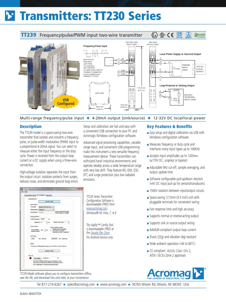 Transmitters: TT230 Series: Frequency/pulse/PWM Input Two-Wire ...