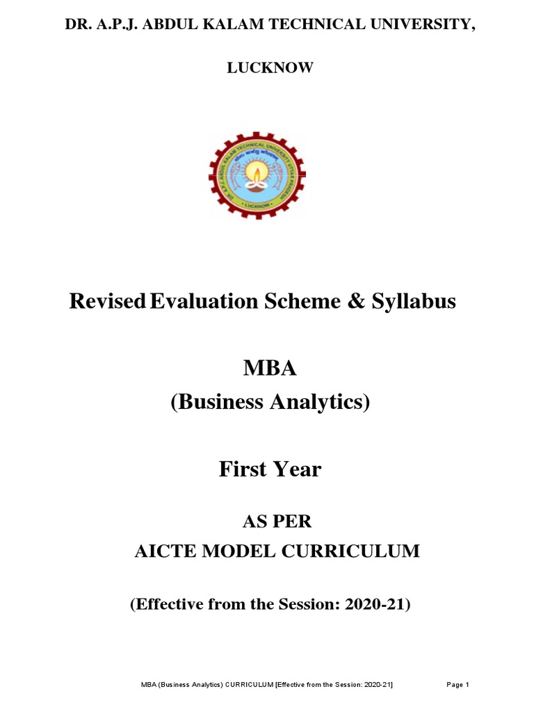 MBA (Business Analytics) 1st Year Syllabus 2020 - 28th Sept | PDF ...