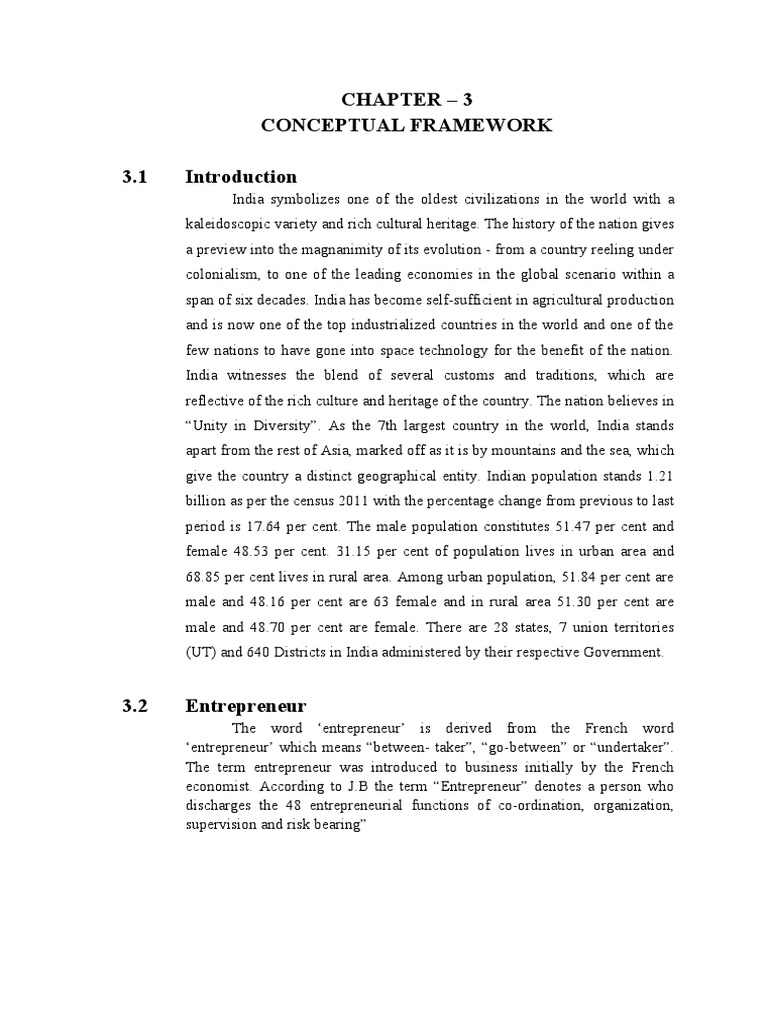 Chapter - 3 Conceptual Framework 3.1 | PDF | Entrepreneurship | Innovation