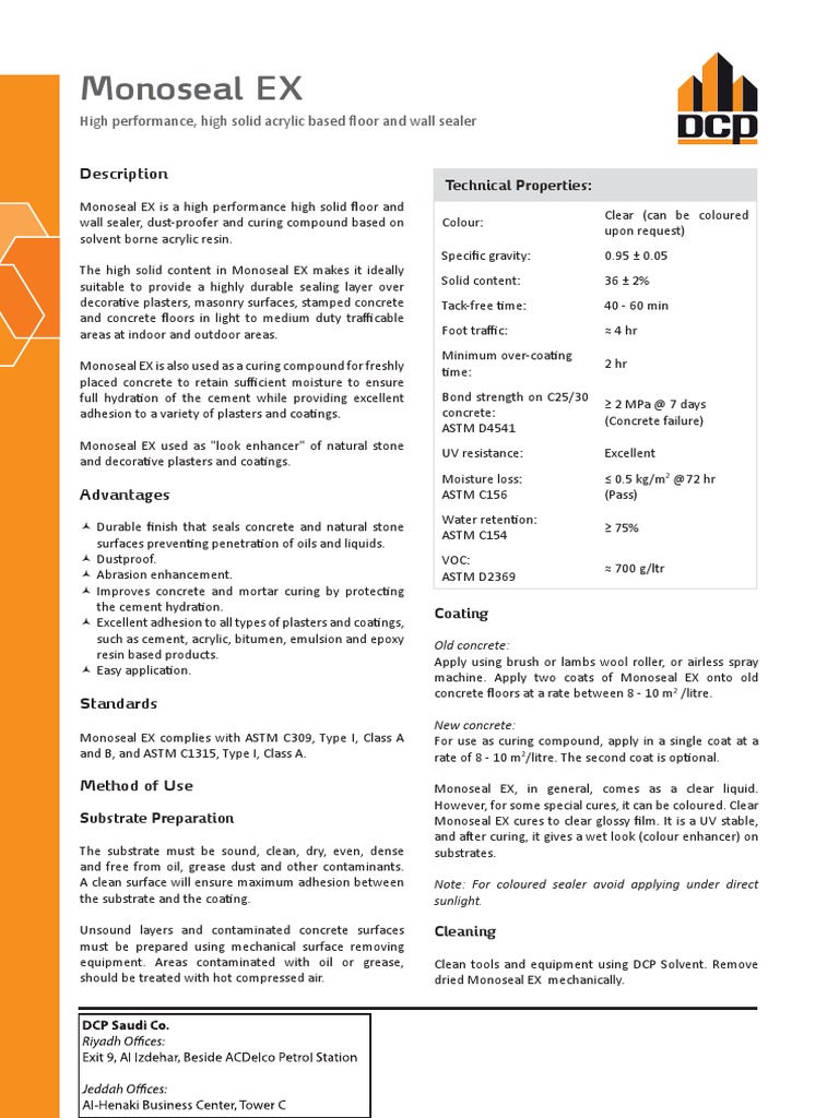 Monoseal EX | PDF | Concrete | Plaster