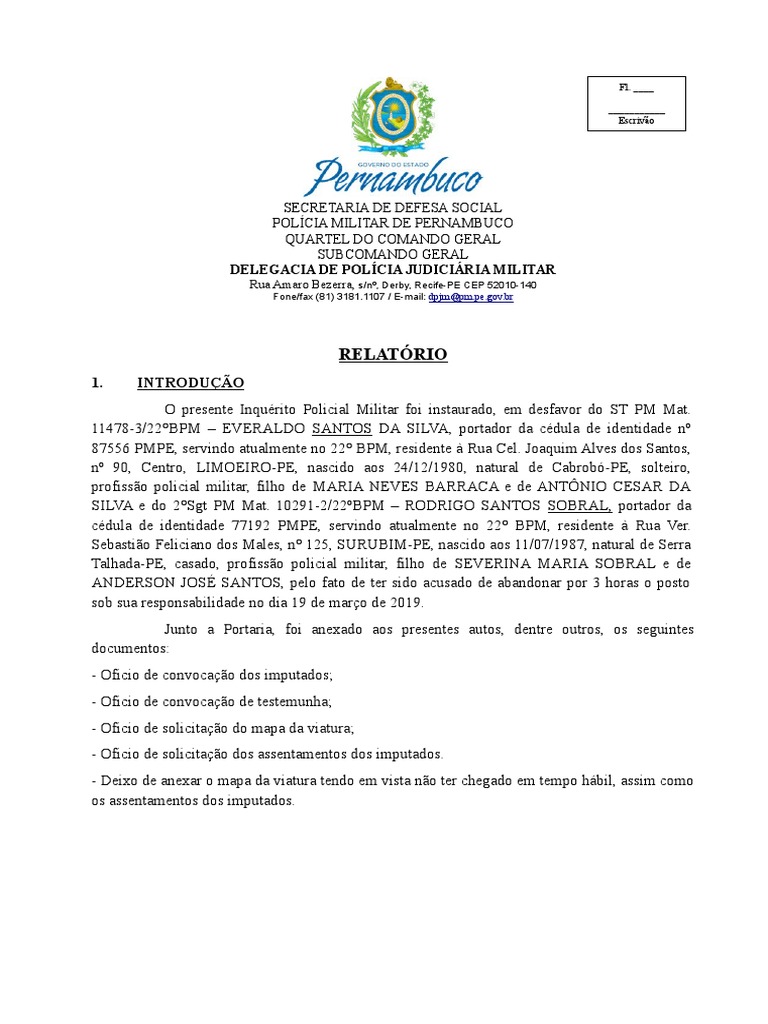 Ipm. Relatório | PDF | Polícia | Crime e Violência