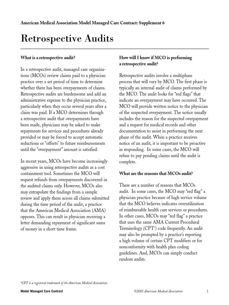 AMA Retrospective Audits | PDF | American Medical Association | Audit