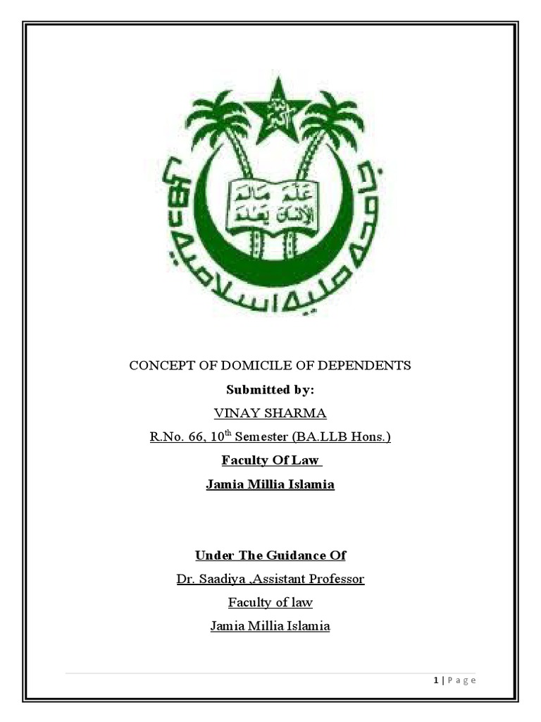 Concept Of Domicile Under Private International Law Pdf Domicile