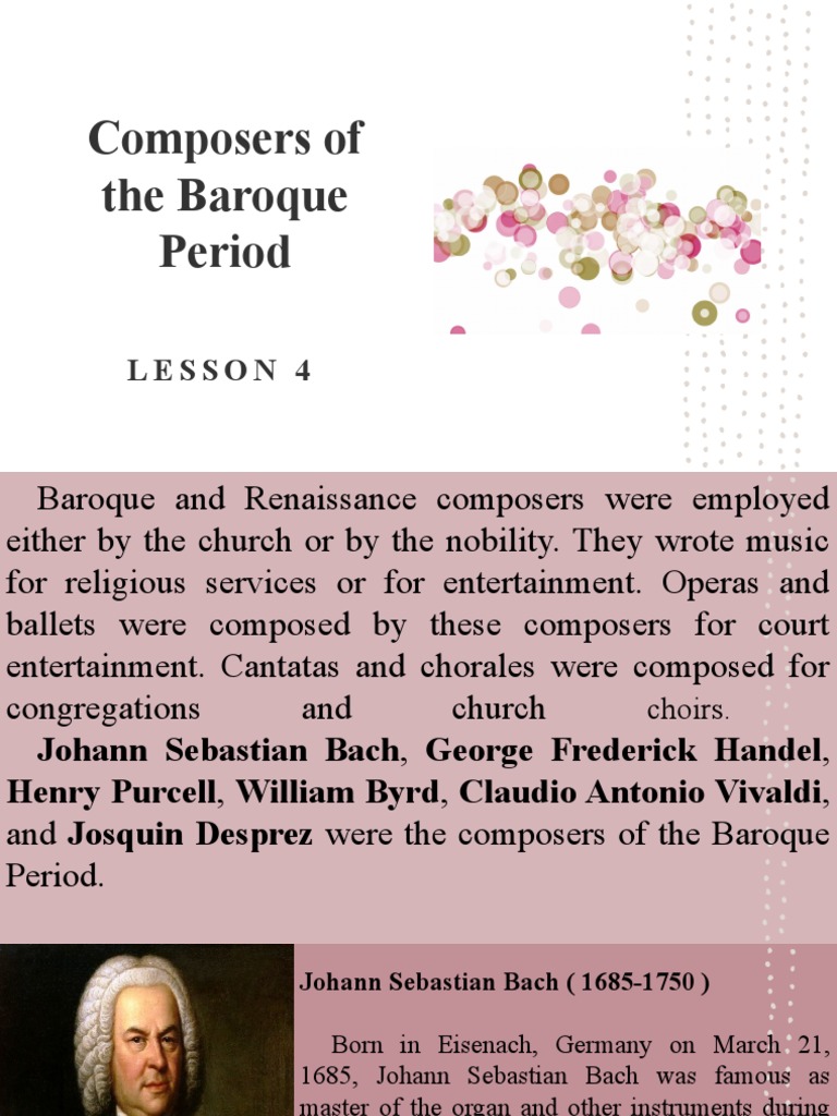 Composers of The Baroque Period: Lesson 4 | PDF | Johann Sebastian Bach ...