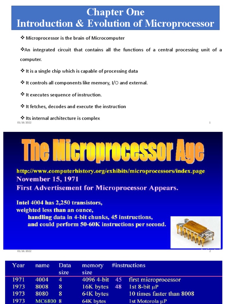 Chapter One Introduction & Evolution of Microprocessor | PDF | Central Processing Unit | Input ...