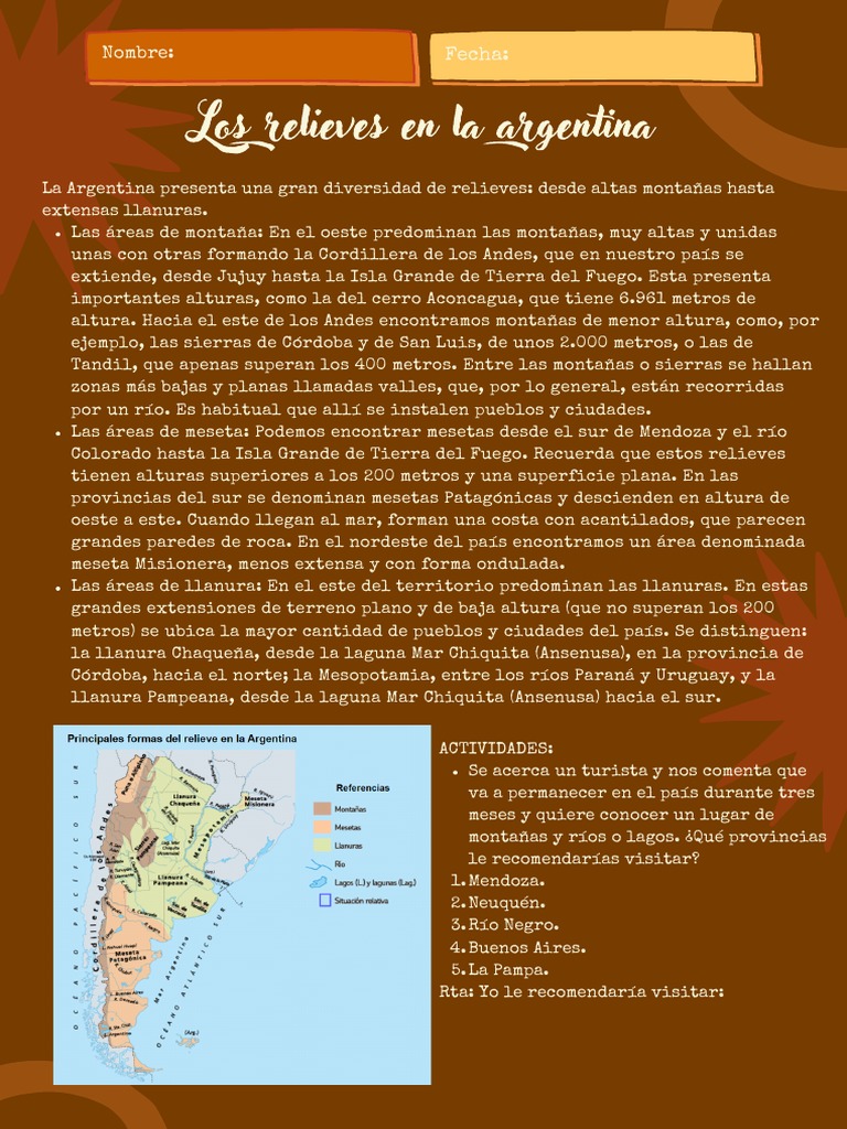 Los Relieves en La Argentina | PDF | Montañas | Andes