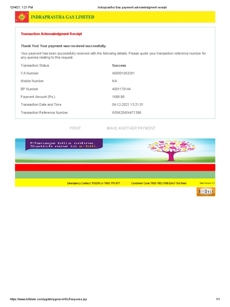 IGL Paymant Receipt 04-Dec-2021 | PDF