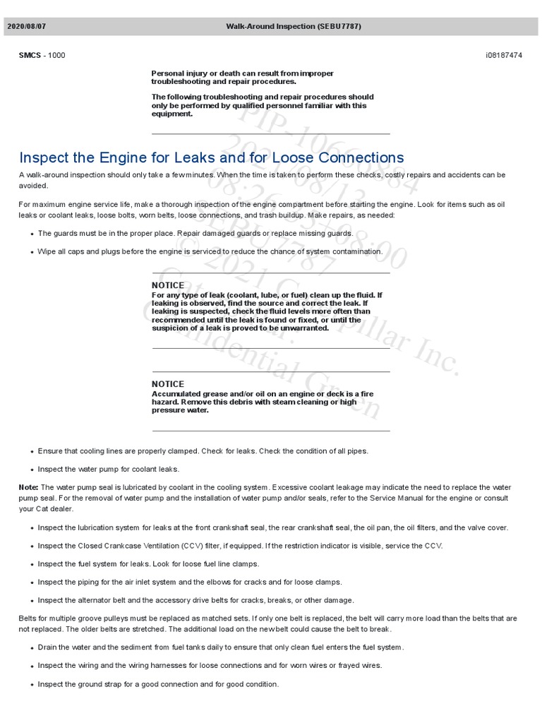 Walk Around Inspection | PDF | Leak | Insulator (Electricity)